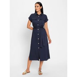 Heine Damen Hemdblusenkleid, Blau, Gr. 42, Maxikleider, Material: Lyocell