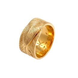 Kuzzoi Ring 'Feder' Herren Gr&ouml;&szlig;e 60 gold