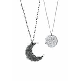 Elli Halskette Freundschaft- / Partner-Schmuck, Halbmond Damen Gr&ouml;&szlig;e 45 schwarz / silber