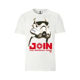 logoshirt T-Shirt 'Stormtrooper - Join The Imperial Army' Damen Gr&ouml;&szlig;e M gold / rot / schwarz / wei&szlig;