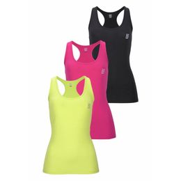 H.I.S. H.I.S Tanktop (Packung, 3 St&uuml;ck) Damen Gr&ouml;&szlig;e XS/S zitrone / pink / schwarz