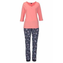 H.I.S. H.I.S Pyjama Damen Gr&ouml;&szlig;e XS/S marine / hellblau / lachs / wei&szlig; Winterkleid