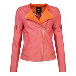 Maze Lederjacke 'Diamond' Damen Gr&ouml;&szlig;e M orange / pink