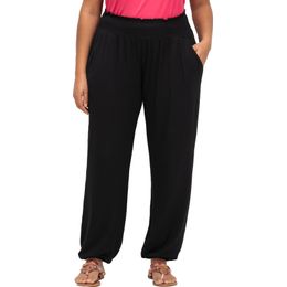 sheego Damen Jerseyhose mit Saum-Gummib&uuml;ndchen schwarz Gr&ouml;&szlig;e 40
