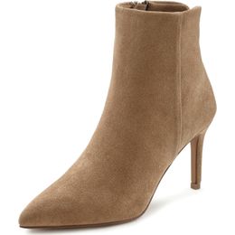 Lascana Damen High-Heel-Stiefelette beige Gr&ouml;&szlig;e 40