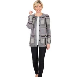 CR&Eacute;ATION L Damen Strickjacke im Jacquard-Dessin grau-ros&eacute;-gemustert Gr&ouml;&szlig;e 38