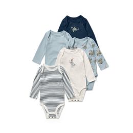 Tchibo - 5 Baby-Bodys mit Mitwachsfunktion - Newborn - Gr. 50/56 - creme/print