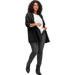 sheego by Joe Browns Damen Kapuzenstrickjacke mit Knopf anthrazit Gr&ouml;&szlig;e 44/46