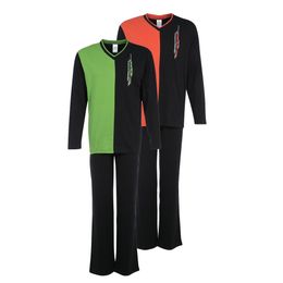 Le Jogger Pyjamas (2 Stck.) Herren Gr&ouml;&szlig;e S gr&uuml;n / orange / schwarz