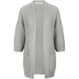 Peter Hahn - Strickjacke mit 3/4-Arm aus Schurwolle und Kaschmi, grau, Gr. 38/40 - Schurwolle