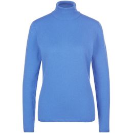 Peter Hahn - Rollkragen-Pullover aus Schurwolle und Kaschmir, blau, Gr. 46 / L - Schurwolle