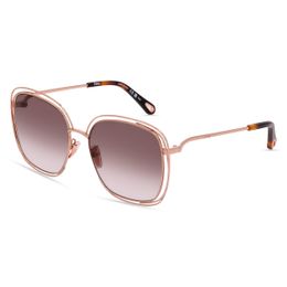 Chlo&eacute; Chlo&eacute; CH0077SK | Unisex-Sonnenbrille | Fassung: Vollrand, Quadratisch, Metall, Gold Gl&auml;nzend | Glasfarbe: Braun Verlaufend