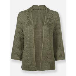Heine Damen Cardigan in offener Form khaki, Gr&ouml;&szlig;e 36