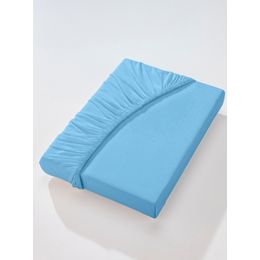 Biberna unisex Spannbetttuch bleu, Gr&ouml;&szlig;e 1 St. 100x220 cm, &Uuml;berl&auml;nge
