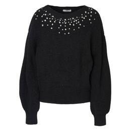 Influencer Pullover Damen Gr&ouml;&szlig;e S schwarz / perlwei&szlig;