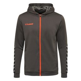 Hummel Sportjacke 'Poly' Jungen Gr&ouml;&szlig;e 116 dunkelgrau / orangerot / schwarz / wei&szlig;