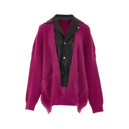 NAEMI Strickjacke Damen Gr&ouml;&szlig;e M magenta / schwarz