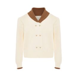 NAEMI Strickjacke Damen Gr&ouml;&szlig;e XS/S creme / braun / gold