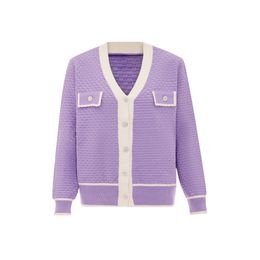 Carato Strickjacke Damen Gr&ouml;&szlig;e XS/S lavendel / wei&szlig;