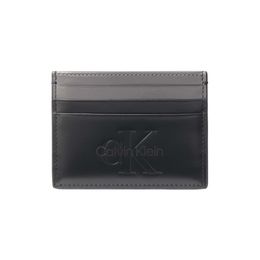 Kartenetui Calvin Klein "BOLD CARD CASE", Herren, schwarz, Leder, unifarben, Kleinlederwaren, Unisex Visitenkarten, Etui mit CK-Logo