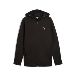 Kapuzensweatshirt Puma "EVOSTRIPE FULL-ZIP HOODIE DK", Herren, Gr. L, schwarz (Puma schwarz), Obermaterial: 77% Baumwolle, 23% Polyester, unifarben, slim fit normal, Sweatshirts, mit Kapuze, sportlicher Stil, mit Rei&szlig;verschluss