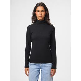 Rollkragenshirt Pieces "PCSIRENE LS ROLLNECK TOP JRS NOOS", Damen, Gr. XS, schwarz, Jersey, Obermaterial: 48% Baumwolle, 47% Modal, 5% Elasthan, unifarben, slim fit normal, gerader Abschluss, Shirts