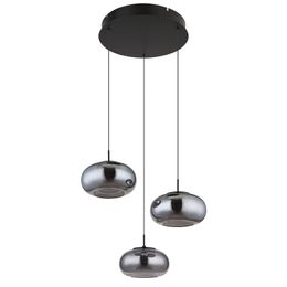 Globo LIGHTING LED-H&auml;ngeleuchte "QUINTARA", schwarz (schwarz matt), 1, &Oslash; 20cm H: 150cm, 1 Stk., Leuchten, Pendelleuchte, Essbereich, Wohnzimmer, k&uuml;rzbar, Glas