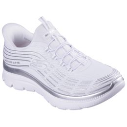 Slip-On Sneaker Skechers "SUMMITS PLUS-SOFT LUSTER", Damen, Gr. 39, silber (wei&szlig;, silberfarben), Textil, Schuhe, Freizeitschuh, Schlupfschuh in veganer Verarbeitung
