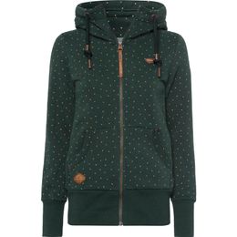 Kapuzensweatjacke Ragwear "NESKA DOTS MULTICOLOR ZIP O", Damen, Gr. XS, gr&uuml;n, Sweatware, Obermaterial: 100% Baumwolle, bedruckt, gepunktet, kontrastfarbene Details, mehrfarbig, relaxed fit Po-bedeckend, ohne Ausschnitt, Rippb&uuml;ndchen, Sweatjacken, Longsleeve Jacke im Multicolor-Allover-Dots-Print-Design