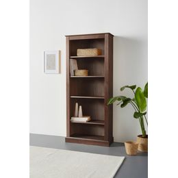 B&uuml;cherregal Home Affaire "Liotta", braun, B:77cm H:180cm T:31cm, Massivholz, Regale, B&uuml;cherregal, mit 4 verstellbare Einlegeb&ouml;den, aus massivem Kiefernholz