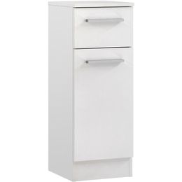 Unterschrank SAPHIR "Quickset 335 Badschrank, 1 T&uuml;r, 1 Schublade, 30 cm breit", wei&szlig;, B:30cm H:81cm T:33cm, Spanplatte, Schr&auml;nke, Unterschrank, Badezimmer-Unterschrank, Wei&szlig; Glanz, Griffe in Chrom Glanz
