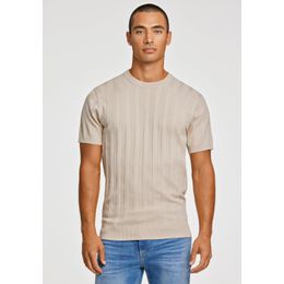 T-Shirt LINDBERGH "LINDBERGH T-shirt", Herren, Gr. L, stone, Obermaterial: 70% Viskose, 30% Nylon, l&auml;ssig geschnitten, Rundhals, Shirts T-Shirt