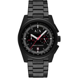 Chronograph Armani Exchange, schwarz, Armbanduhren, Kinder, Chronograph, Quarzuhr, Armbanduhr, Herrenuhr, Edelstahlarmband, Tag, Stoppfunktion