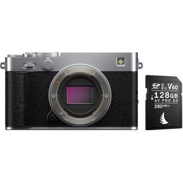 Fujifilm X-E5 Silber + Angelbird SD Card AV PRO UHS-II 128GB V60