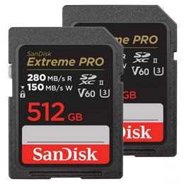 Sandisk SDXC Extreme Pro 512GB 280MB/s V60 UHS II 2er-Pack