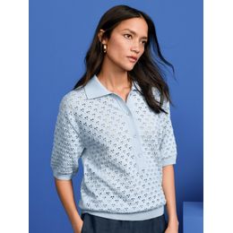 DAY.LIKE - Polo-Pullover mit 1/2-Arm, blau, Gr. 40 / M - Baumwolle