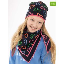 Zwillingsherz 2tlg. Accessoires-Set "Colorful Hearts" in Schwarz/ Bunt - 34% | Kindermuetzen