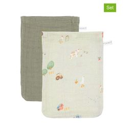 Little Dutch 2er-Set: Musselin-Waschhandschuhe in Gr&uuml;n/ Khaki - (L)21 x (B)14 cm - 12% | Baby-baden-toilette