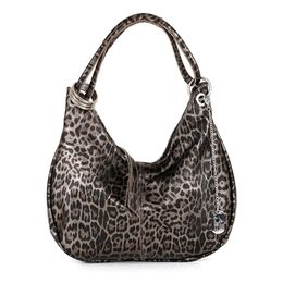 Anna Morellini Leder-Schultertasche "Lucetta" in Grau/ Schwarz - (B)38 x (H)34 x (T)10 cm - 73% | Damen-taschen