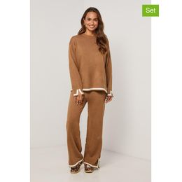 Soft Cashmere 2tlg. Outfit in Camel - 68% | Gr&ouml;&szlig;e 40/42 | Damen-pullover-cardigans