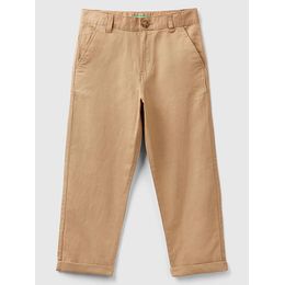 Benetton Leinen-Chino - Regular fit - in Hellbraun - 59% | Gr&ouml;&szlig;e 130 | Kinderhosen