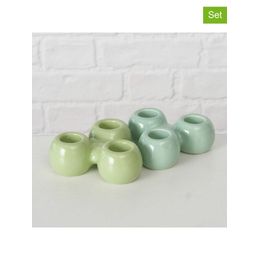 Boltze 2er-Set: Kerzenleuchter "Ronda" in Gr&uuml;n/ Mint - (H)3,5 cm - 27% | Kerzen-vasen