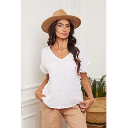Fleur de Lin Leinen-Shirt "Fabioza" in Wei&szlig; - 77% | Gr&ouml;&szlig;e XL | Damen-tops