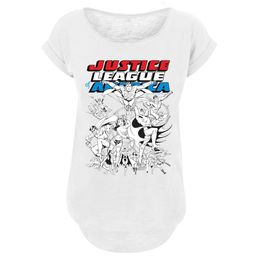 F4NT4STIC Shirt 'Justice League Mono Action Pose' Damen Gr&ouml;&szlig;e XS blau / rot / schwarz / wei&szlig;