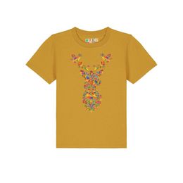 watabout.kids T-Shirt 'Floral Deer' Jungen Gr&ouml;&szlig;e 122/128 blau / ocker / gr&uuml;n / rot