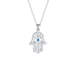 Elli Halskette Evil Eye, Hamsa Hand Damen Gr&ouml;&szlig;e 60 blau / silber / wei&szlig;