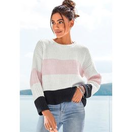 Lascana Strickpullover mit modischen Querstreifen, legere Passform, bequem wei&szlig; 32/34 Strickpullover