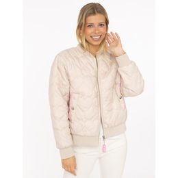 Zwillingsherz Damen Bomberjacke &raquo;"Be Happy"&laquo; ohne Kapuze modisch, Kontrastdetails, regular fit, lang&auml;rmelig, mit Herzsticker S