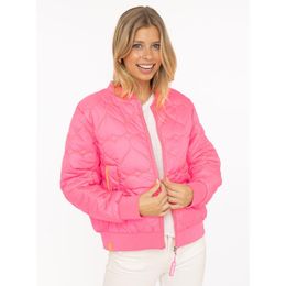 Zwillingsherz Damen Bomberjacke &raquo;"Be Happy"&laquo; ohne Kapuze modisch, Kontrastdetails, regular fit, lang&auml;rmelig, mit Herzsticker M