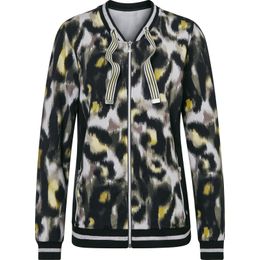 CREATION L PREMIUM Damen Modal-Viskose-Jacke hellgrau-zitrone-bedruckt Gr&ouml;&szlig;e 44/46